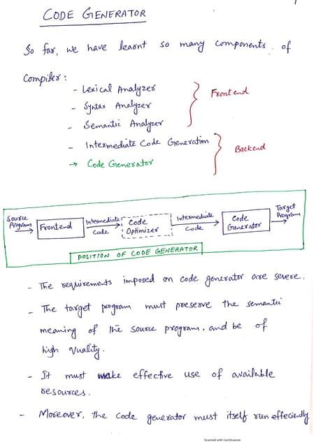 Code Generator In Compiler Construction Pdf