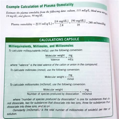 Solved Example Calculation Of Plasma Osmolality Estimate From The