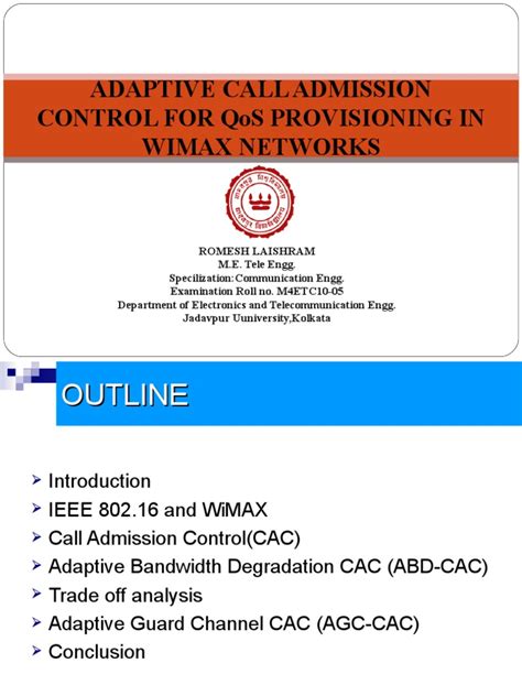 adaptive call admission control for qos provisioning in wimax networks pdf wi max quality