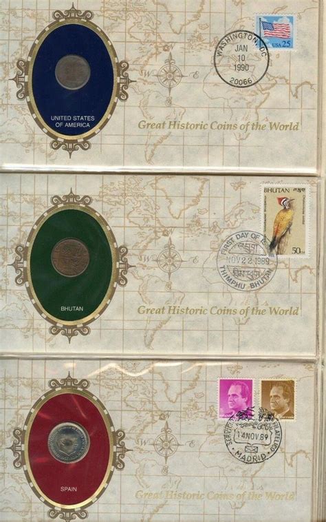 Great Historic Coins Of The World Franklin Mint 50 Stamp Panels