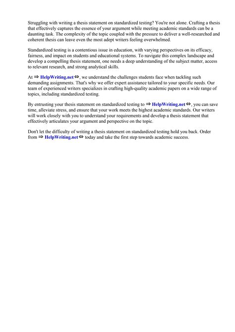 Thesis Statement Standardized Testing By Salisbury University Issuu