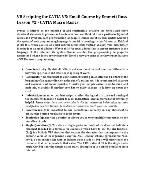 lesson 2 catia macro basics pdf string computer science control