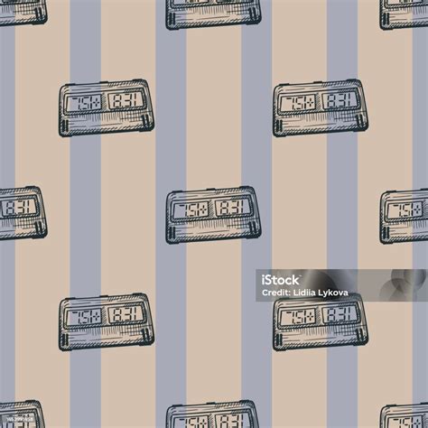 체스 시계 전기 새겨진 원활한 패턴입니다 손으로 그린 스타일의 체스 게임에 대한 복고풍 시계 직물 벽지 섬유 인쇄 제목 포장지에 대한 스케치 텍스처 벡터 그림입니다 2에