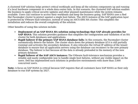 Key Benefits Dell Validated Design For High Availability For Sap With Vmware And Red Hat On