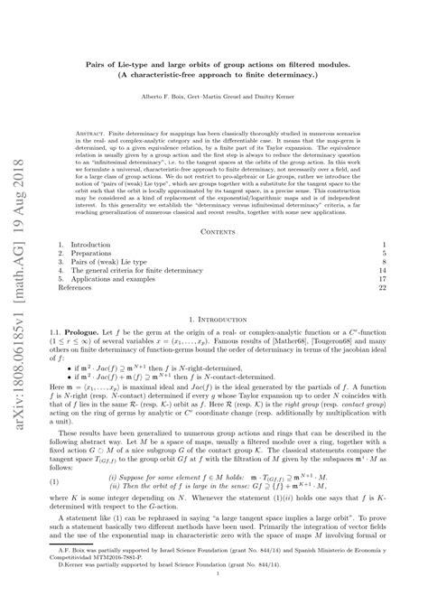 Pdf Pairs Of Lie Type And Large Orbits Of Group Actions On Filtered