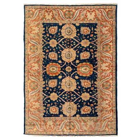 Navy Blue Gold Ivory Egyptian Rug Persian Sultanabad Design For Sale At