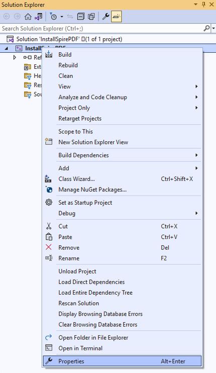 how to integrate spire pdf for c in a c application