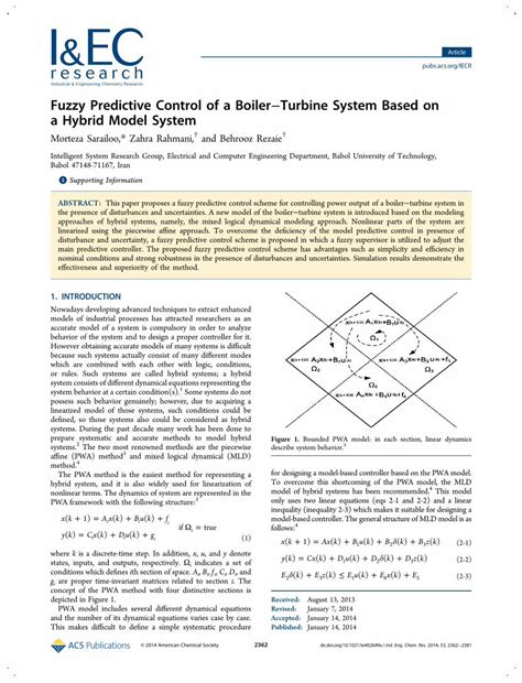 Pdf Fuzzy Predictive Control Of A Boiler Turbine System Based On A Hybrid Model System