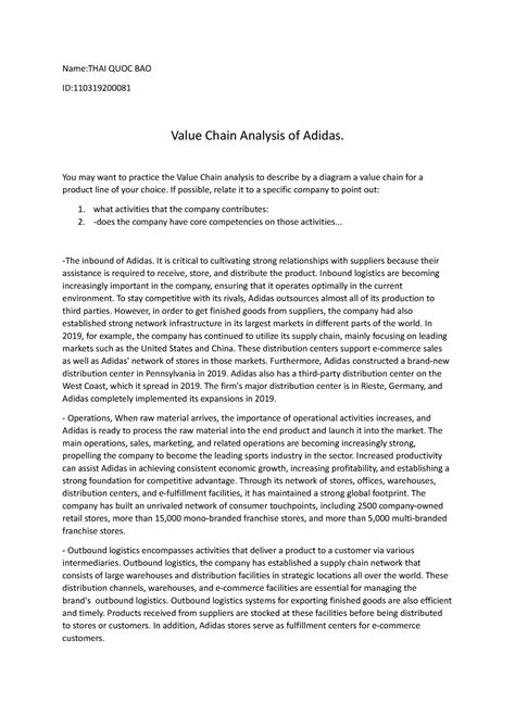 Assignment Sm Essays Namethai Quoc Bao Id Value Chain Analysis Of Adidas You May Want To