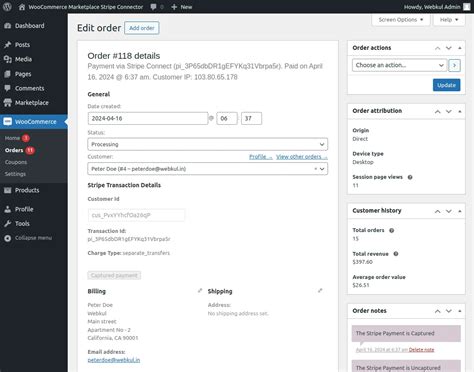 Wordpress Woocommerce Marketplace Stripe Connect
