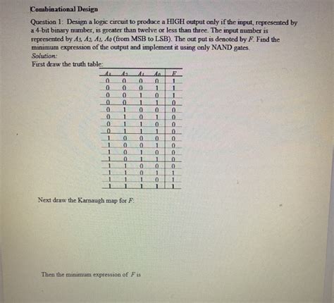 Solved Combinational Design Question 1 Design A Logic
