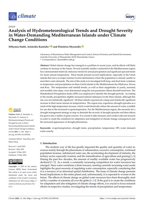 Pdf Analysis Of Hydrometeorological Trends And Drought Severity In Water Demanding