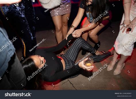 Drunk Dancing Ladies Dance Party With Group People Dancing And Disco