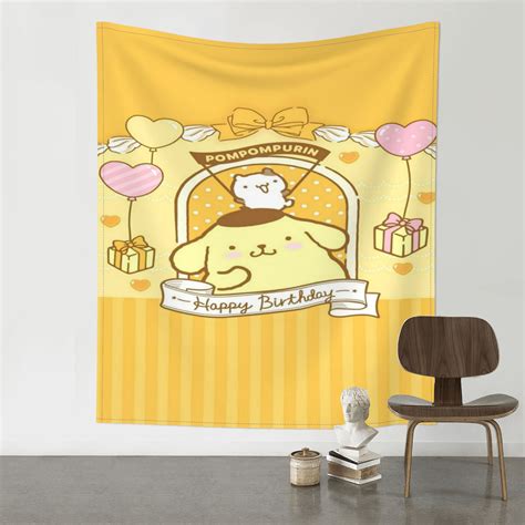 Pompompurin Wall Tapestry Anime Poster For Bedroom Aesthetics Funny Room Decor Flag Wall Hanging