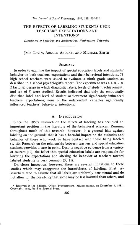 Pdf The Effects Of Labeling Students Upon Teachers Expectations And Pdf The Effects Of Labeling Students Upon Teachers Expectations And