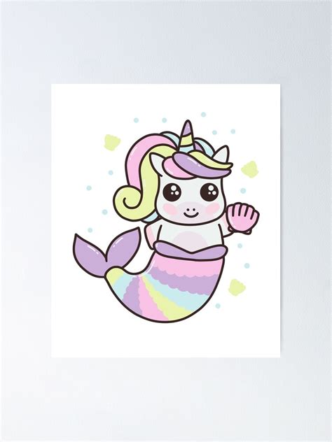 Mermicorn Kawaii Cute Magical Pastel Unicorn Mermaid Poster For Sale By Jokegysen Redbubble
