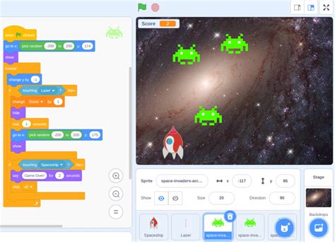 Scratch Code Basic Space Invaders Game Teachers Notes