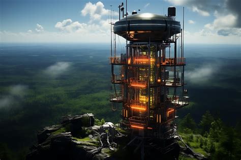 Premium Photo 3d Base Station Receiver Telecommunication Tower 6g Polygonal Design Global