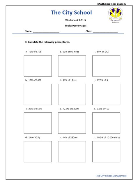 Mathematics Class 5 Worksheet 12 Pdf