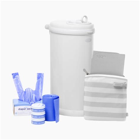 Diaper Genie Platinum Stainless Steel Diaper Pail T Set White