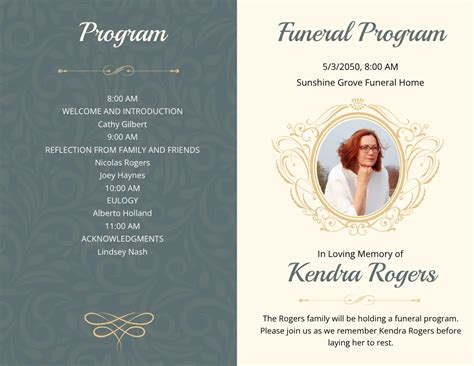 Free Classic Funeral Program Bi Fold Brochure Template To Edit Online