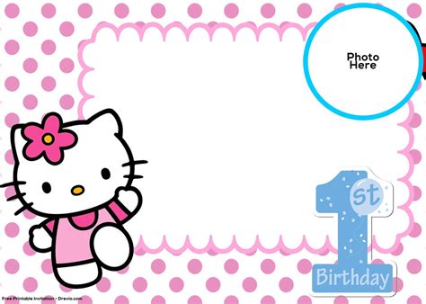 1st Birthday Hello Kitty Invitation 1st Birthday Ideas