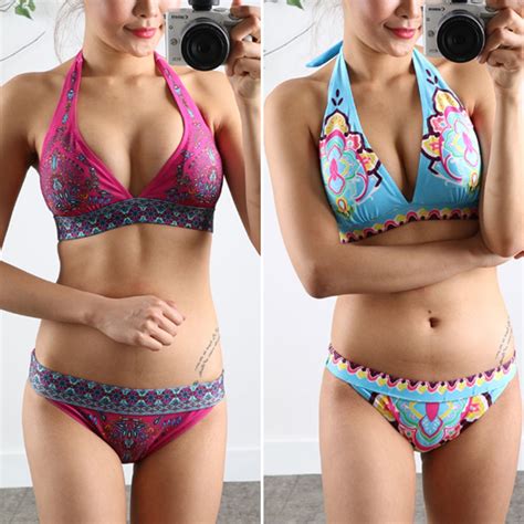 핑크코코넛 Sale 에스닉패턴 홀터넥비키니 섹시비키니