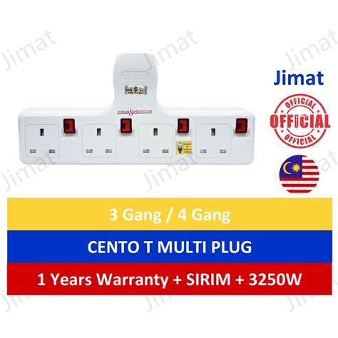 Pnt 3 4 Gang Surge Protector T Adapter T Adaptor Multi Adapter Extension Socket Trailing Plug