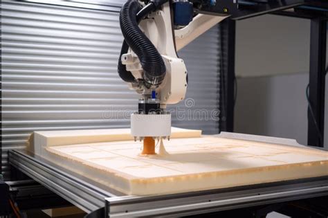 3d Printing Robot Depositing Layer Of Material Onto 3d Printing Bed Stock Illustration