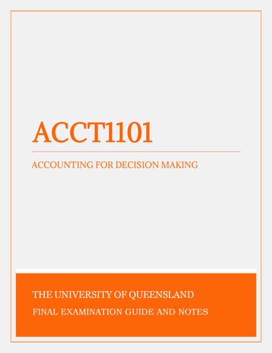 Acct1101 Accounting For Decision Making University Of Queensland