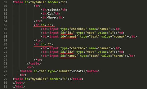 update multiple data in table using javascript and jquery and print