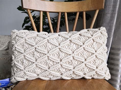 Macramé Pillow Coverboho Cushion Cover100 Cottonwedding Etsy