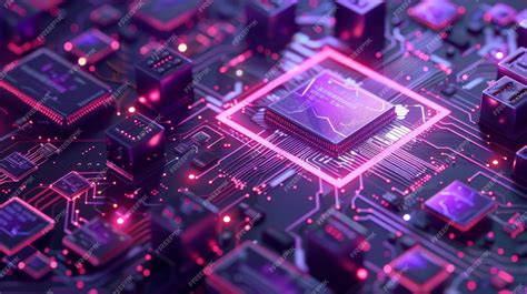 Premium Photo Cpu In Isometric Banner Central Computer Processor Cpu