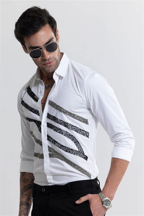Buy Mens Trailing Line White Shirt Online Snitch
