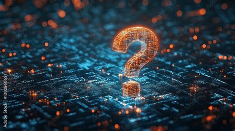 Glowing Binary Code Question Mark Futuristic Tech Problem Solving
