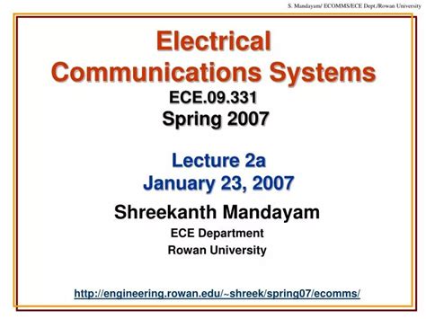 Ppt Electrical Communications Systems Ece09331 Spring 2007 Powerpoint Presentation Id157484