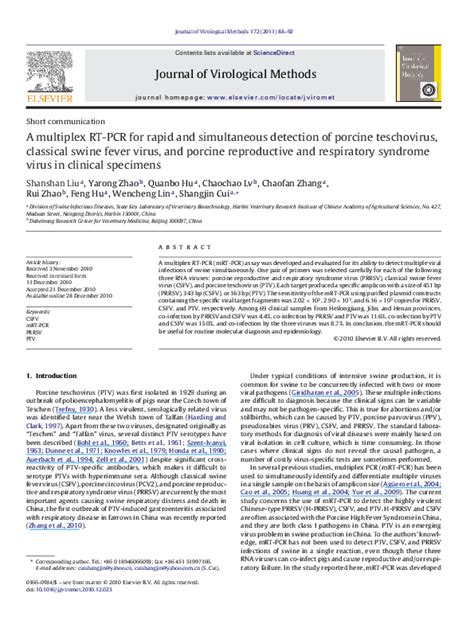 Pdf A Multiplex Rt Pcr For Rapid And Simultaneous Detection Of Porcine Teschovirus Classical