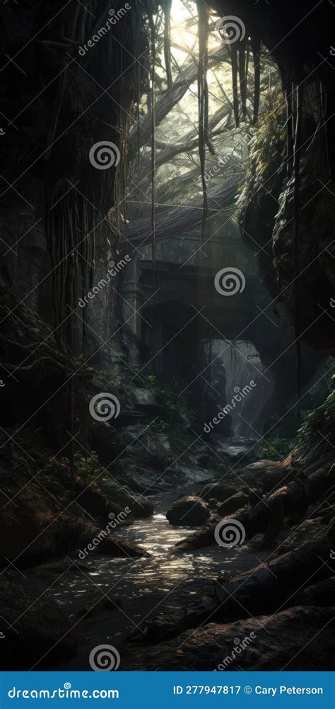 Eerie Cave Passage Terrifying Corridor With Cave Like Texture Stock