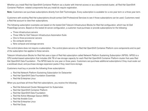 Red Hat Subscriptions Dell Telecom Infrastructure Blocks For Red Hat 4 0 Architecture Guide