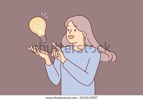 Inspired Woman Comes Idea Save Energy Stock Vector Royalty Free