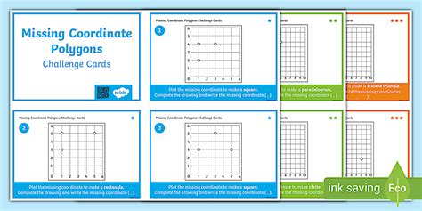 Missing Coordinate Polygons Differentiated Challenge Cards