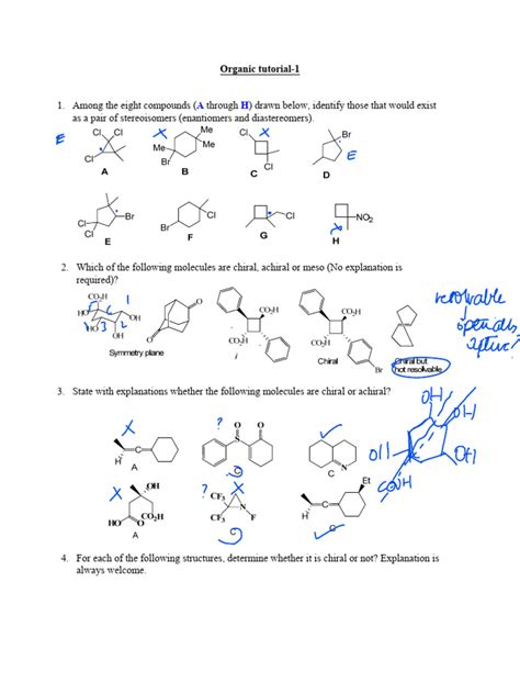 Tutorial 1 Stereochemistry Pdf Chirality Chemistry Space