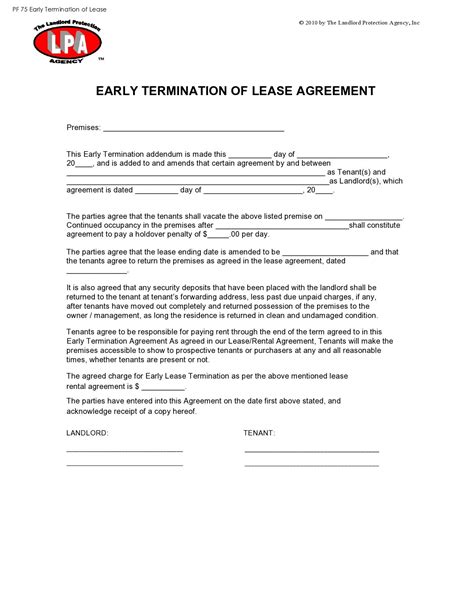 Termination Agreement Template