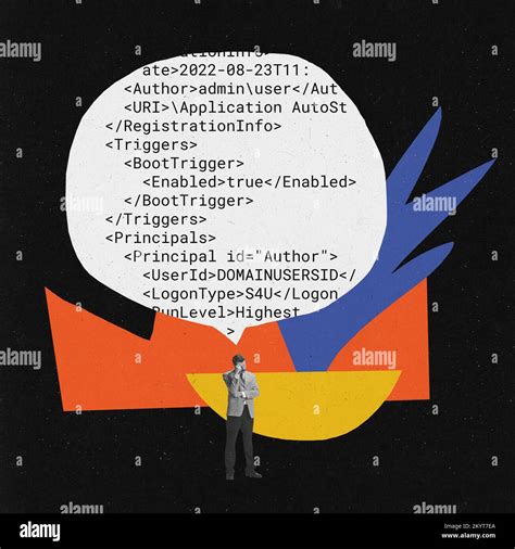 Contemporary Art Collage Creative Design Serious Man Programmer Thinking Visualizing Code