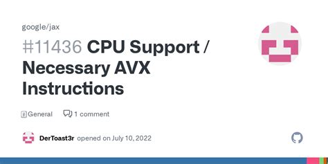 CPU Support Necessary AVX Instructions Google Jax Discussion GitHub