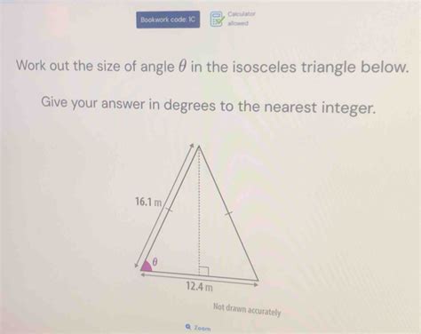 Solved Calculator Bookwork Code 1c Allowed Work Out The Size Of Angle