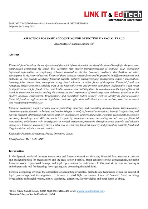 Pdf Aspects Of Forensic Accounting For Detecting Financial Fraud