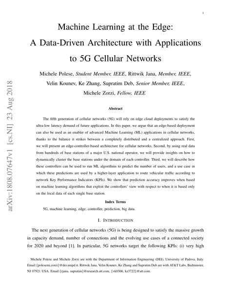 Pdf Machine Learning At The Edge A Data Driven Architecture With
