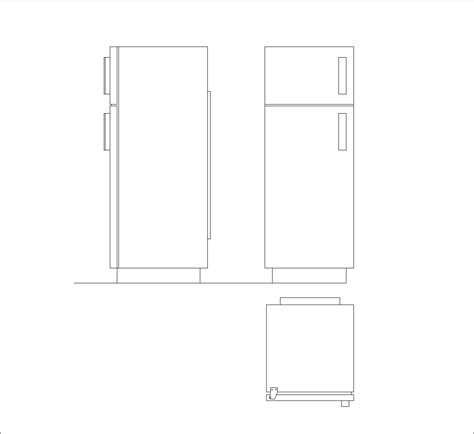 Standard Refrigerator Dwg Cad Block Free Download