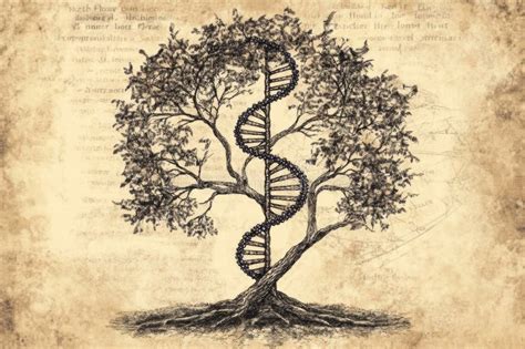 Intricate Tree Design With DNA Helix Intertwining Symbolizing Life And